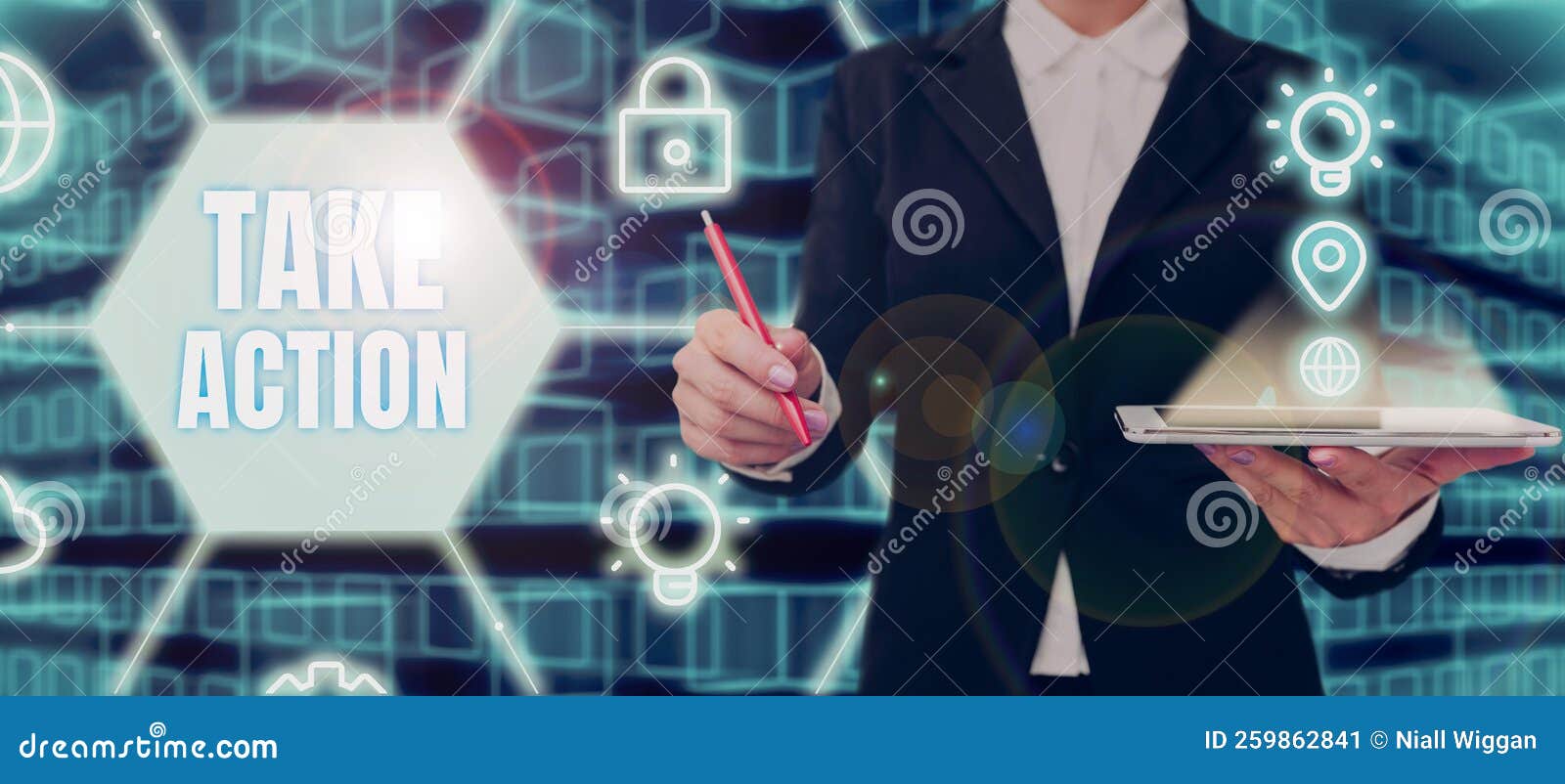 Text Sign Showing Take Action. Business Overview Positive Act of Making ...