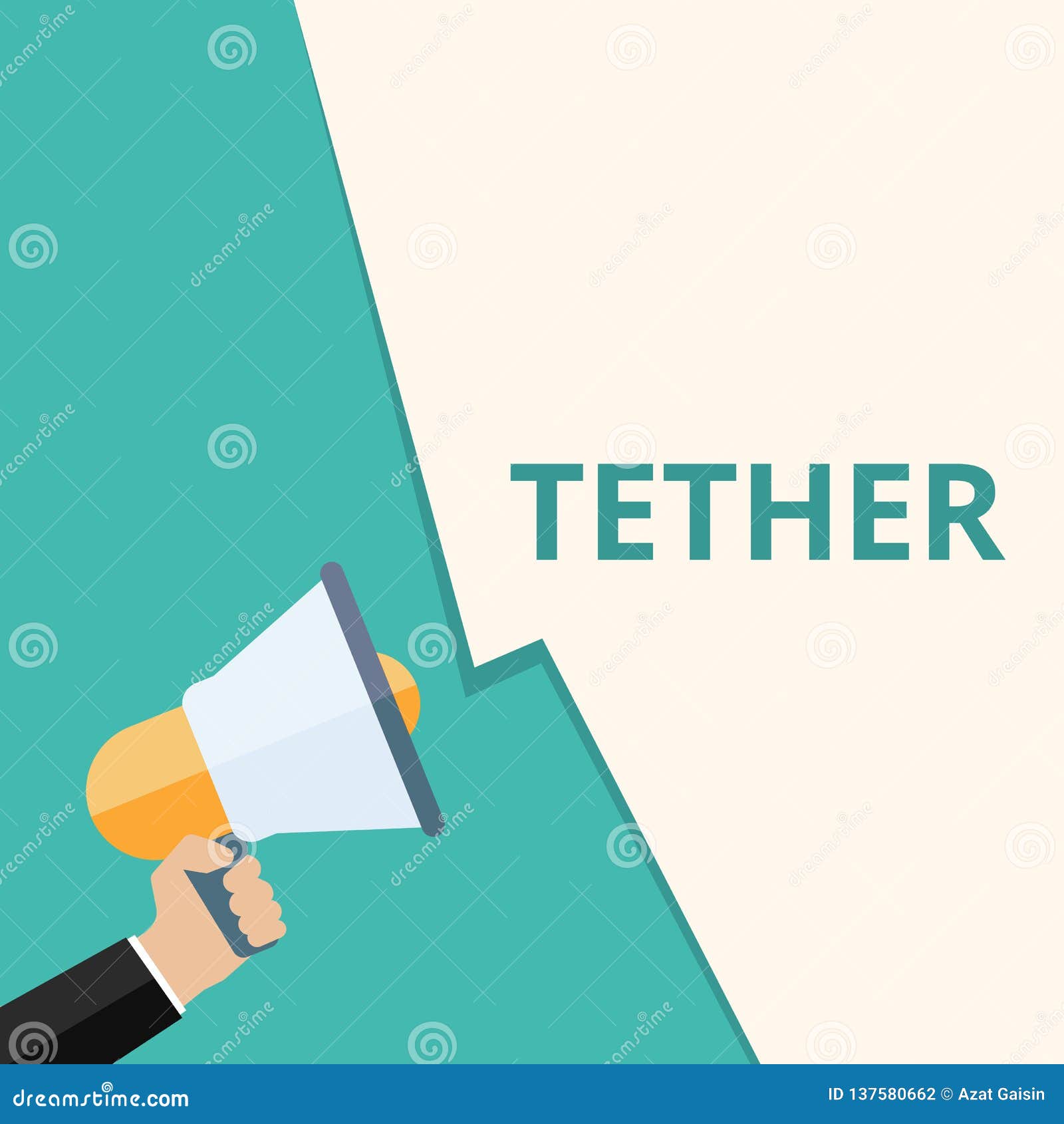 Text sign showing Tether stock illustration. Illustration of code ...