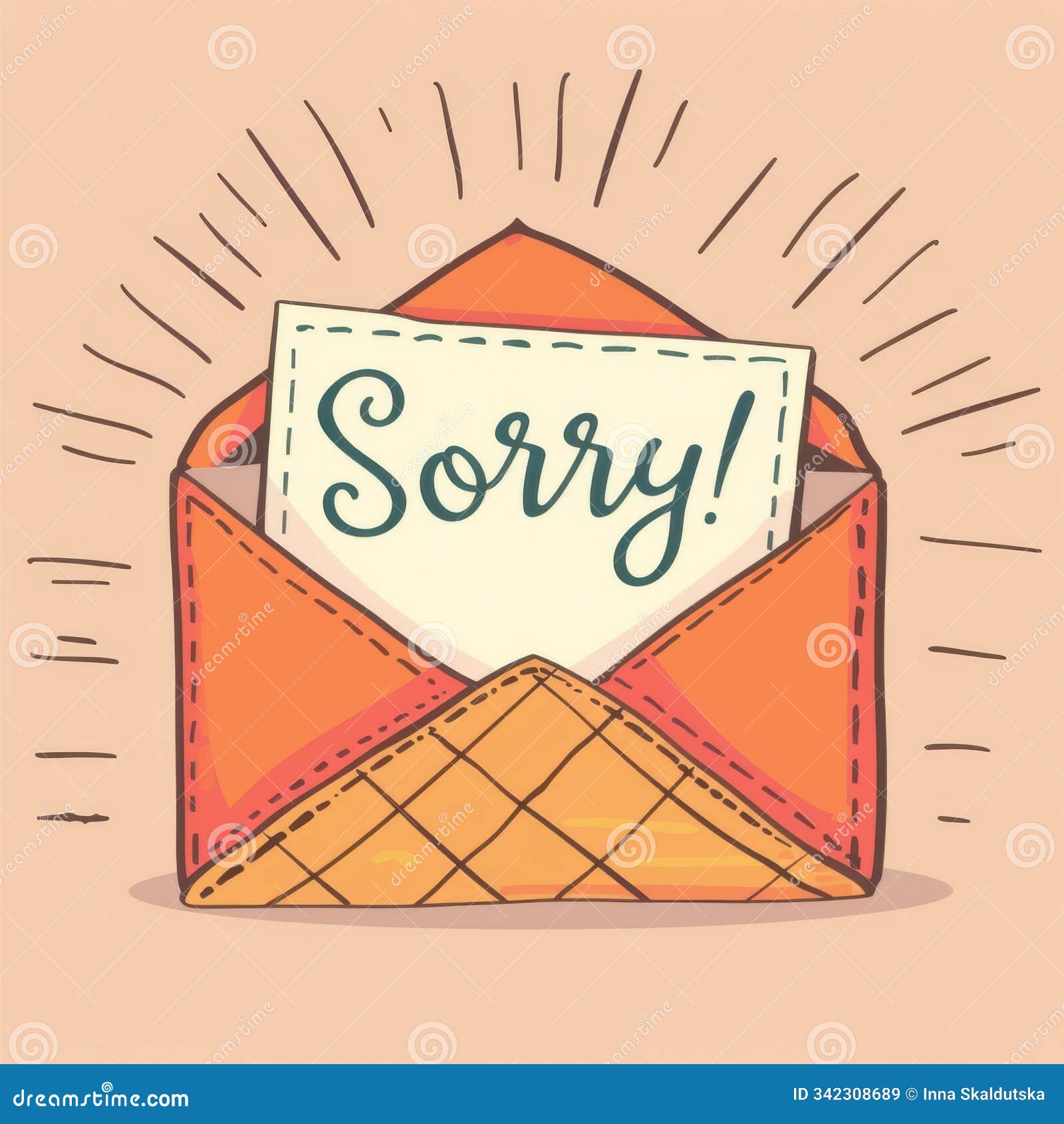 Text "Sorry!" Written on a Card Inside an Envelope Letter. Simple ...