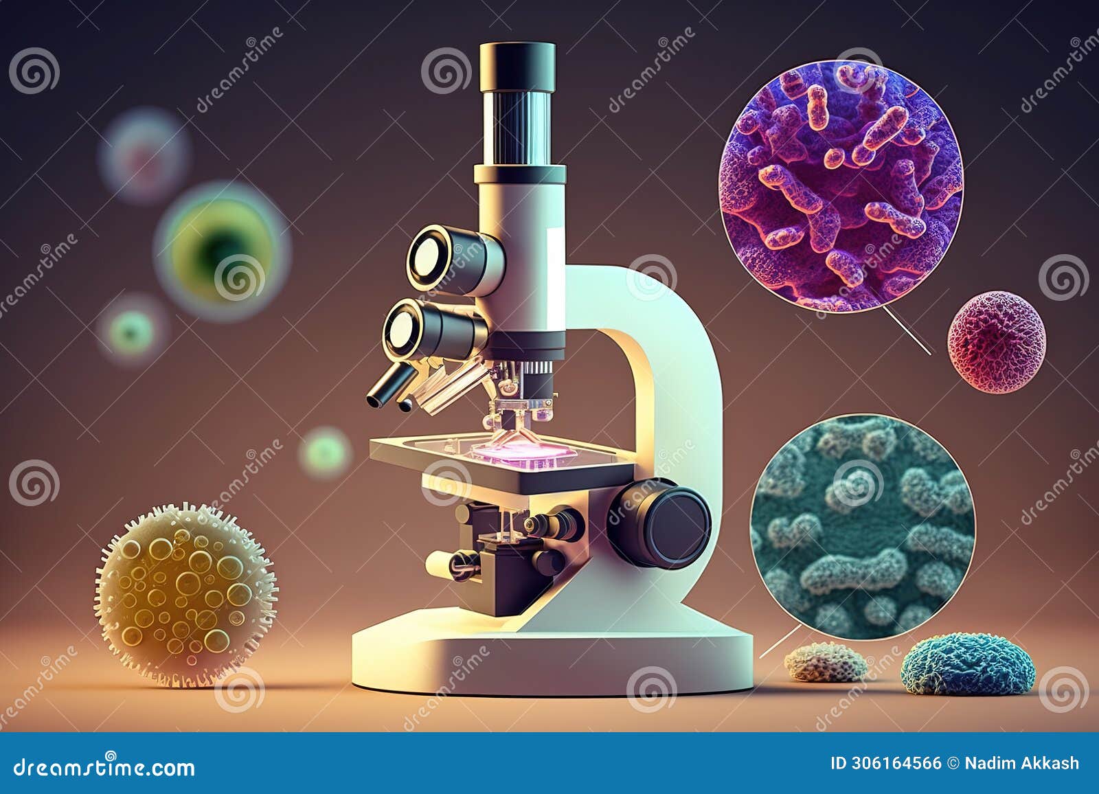 Text Space Viruses Bacterias Fferent Set Microscope Stock Illustration ...