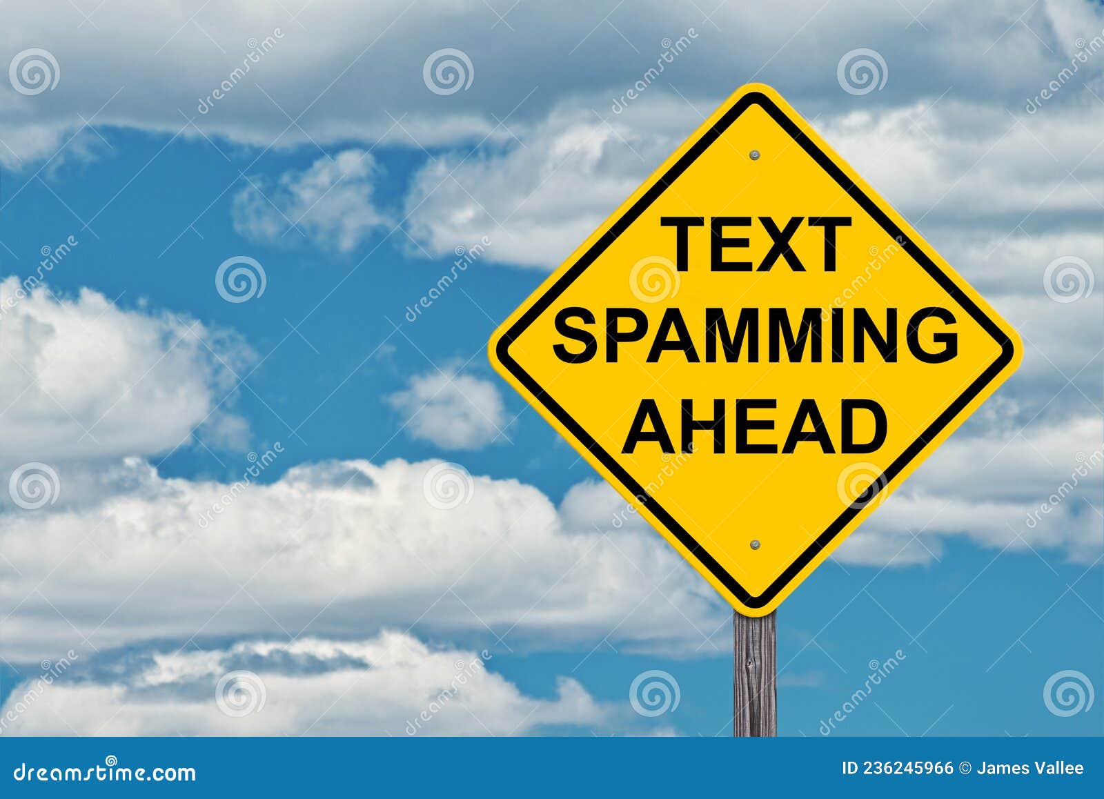 Text Spamming Ahead Warning Sign Stock Illustration - Illustration of ...