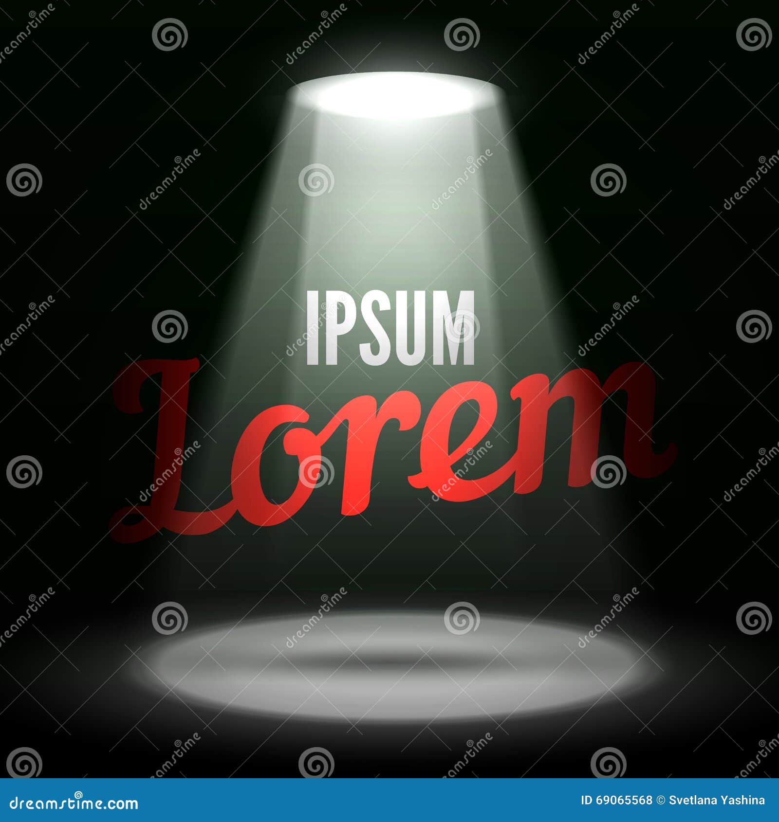 Text in Spotlight Shine Effects on a Dark Background Stock Vector ...