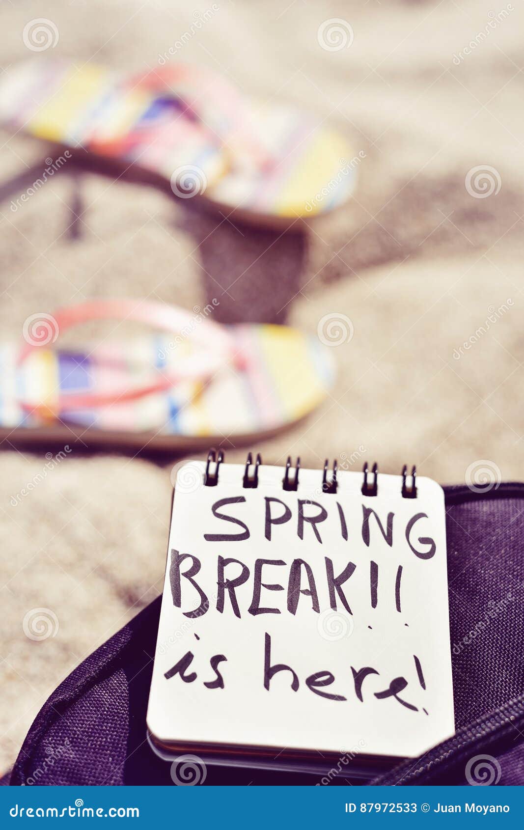 Text Spring Break is Here in a Notepad Stock Image - Image of ...
