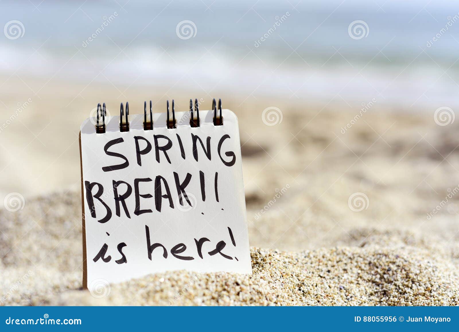 Text Spring Break is Here in a Notepad Stock Photo - Image of easter ...