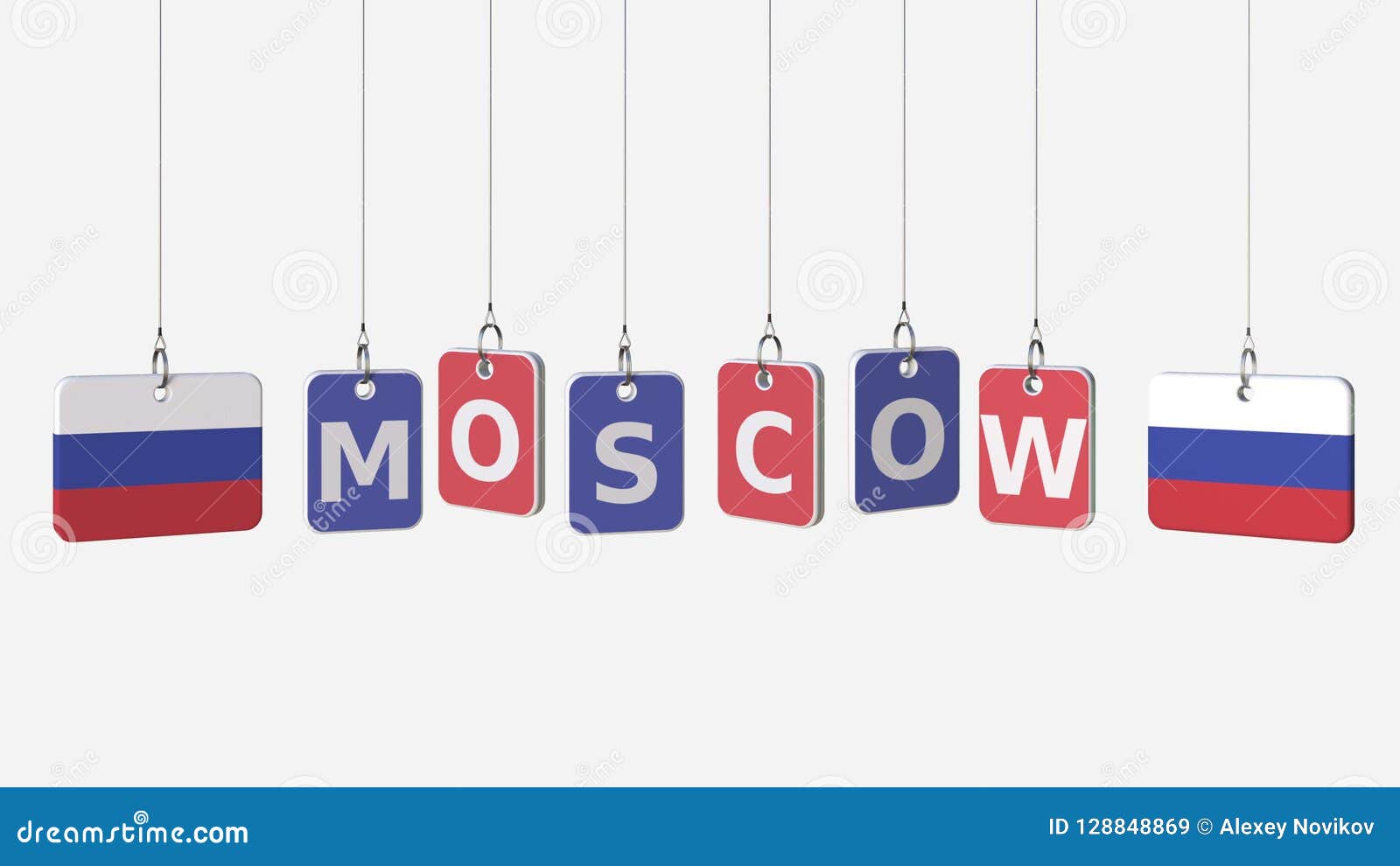 Tags Featuring Flags of RUSSIA and Moscow Text. 3D Rendering Stock ...
