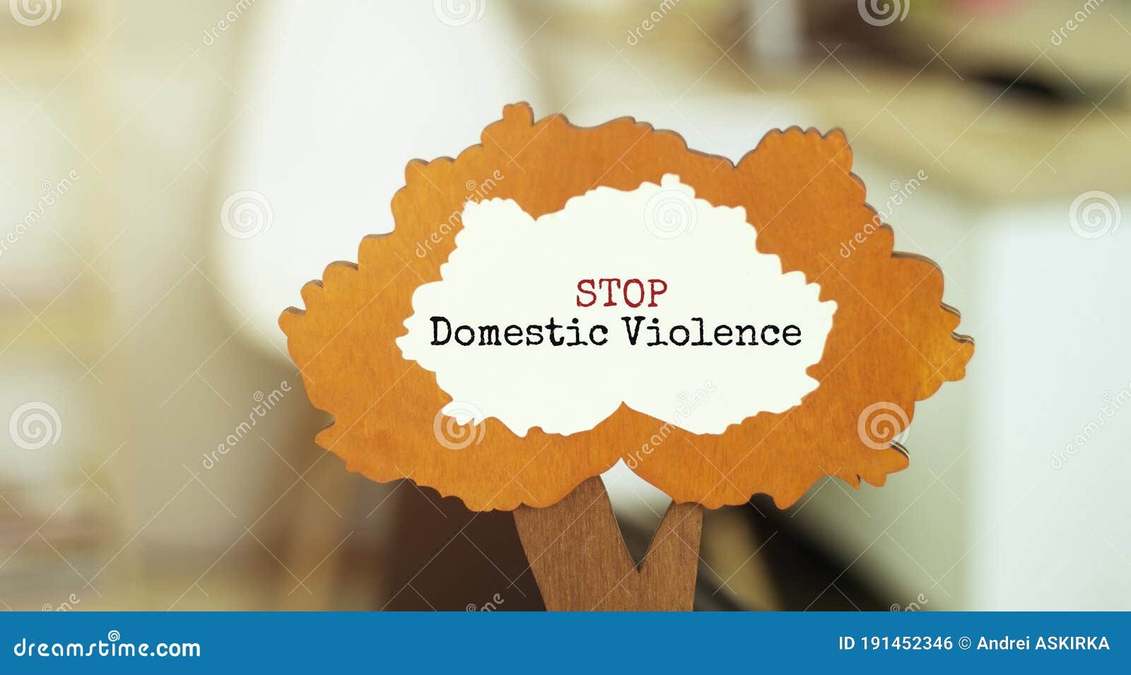 The Text STOP Domestic Violence in the Wooden Tree Figure Stock Photo ...