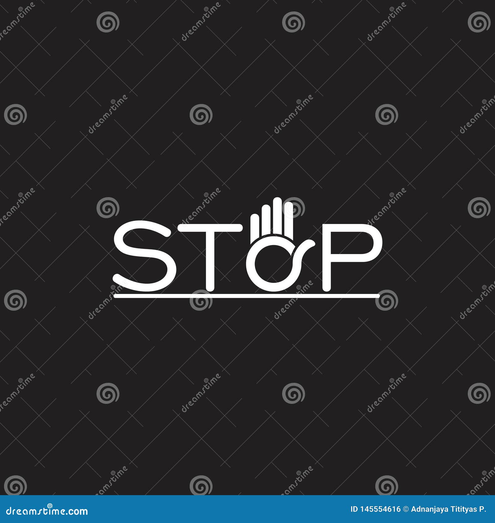 Text Stop Hand Palm Symbol Decoration Vector Stock Vector ...