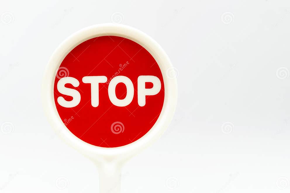 Text STOP on Red Traffic Sign on White Background Stock Image - Image ...