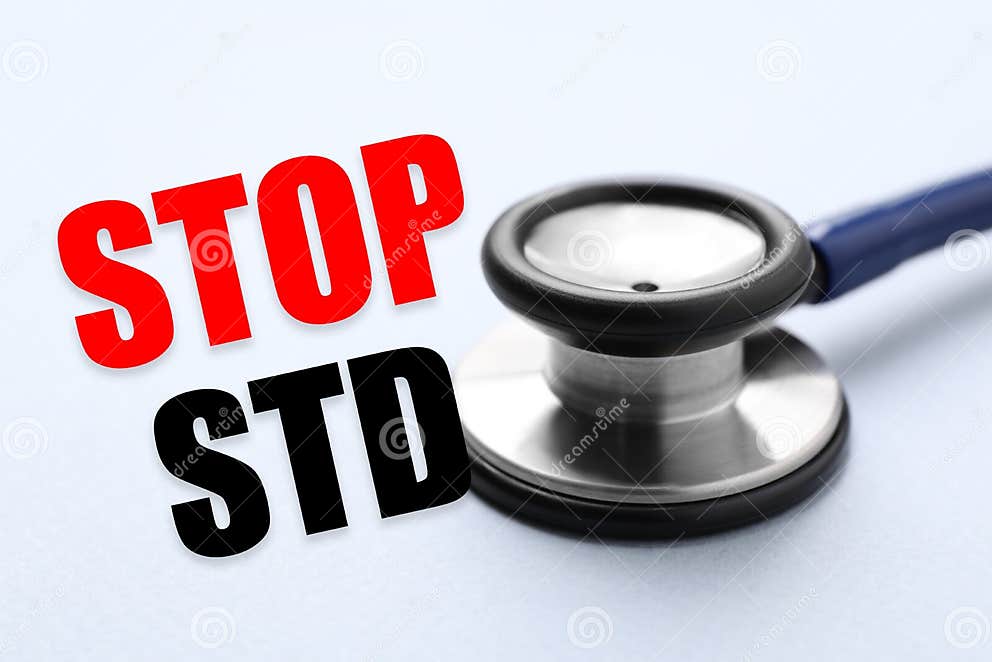 Text STOP STD and Stethoscope on Light Background, Closeup Stock Photo ...