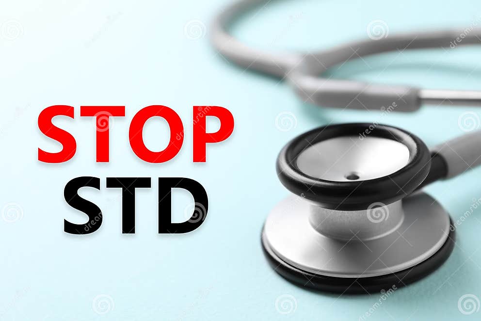 Text STOP STD and Stethoscope on Light Blue Background, Closeup Stock ...