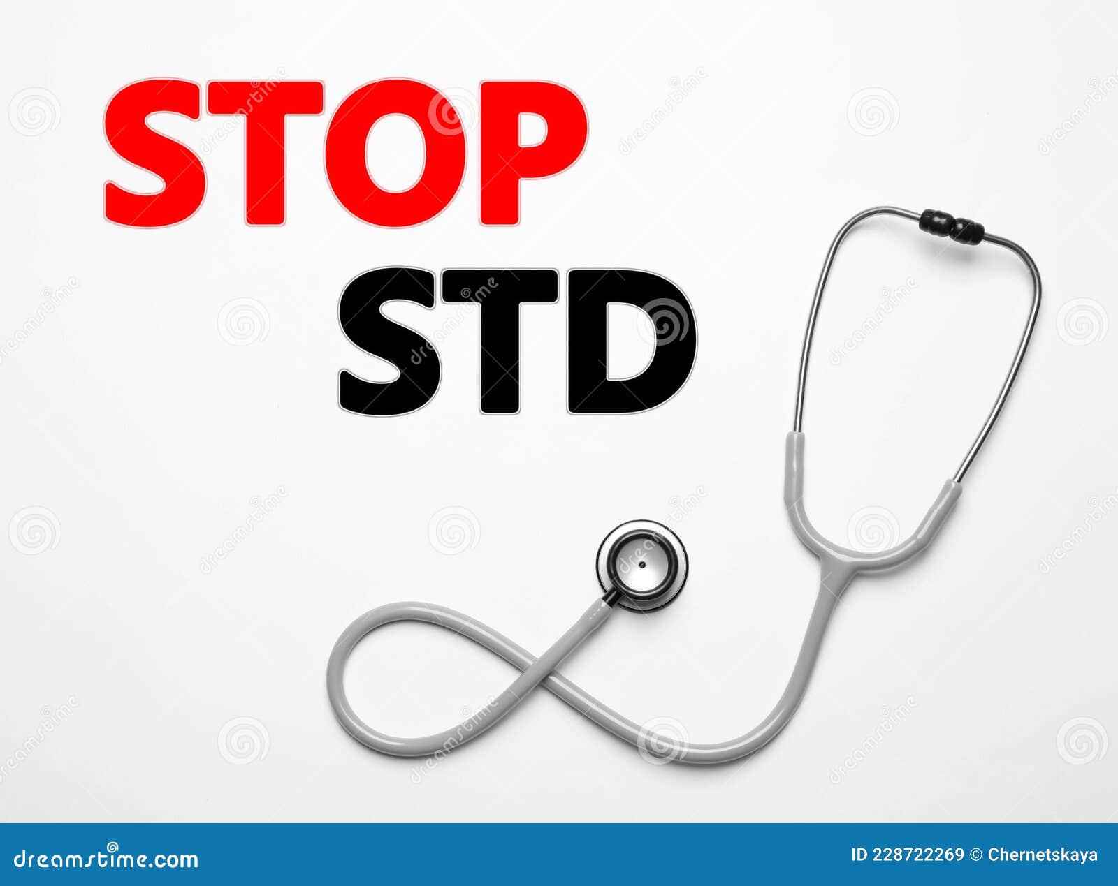 Text STOP STD and Stethoscope on White Background, Top View Stock Image ...