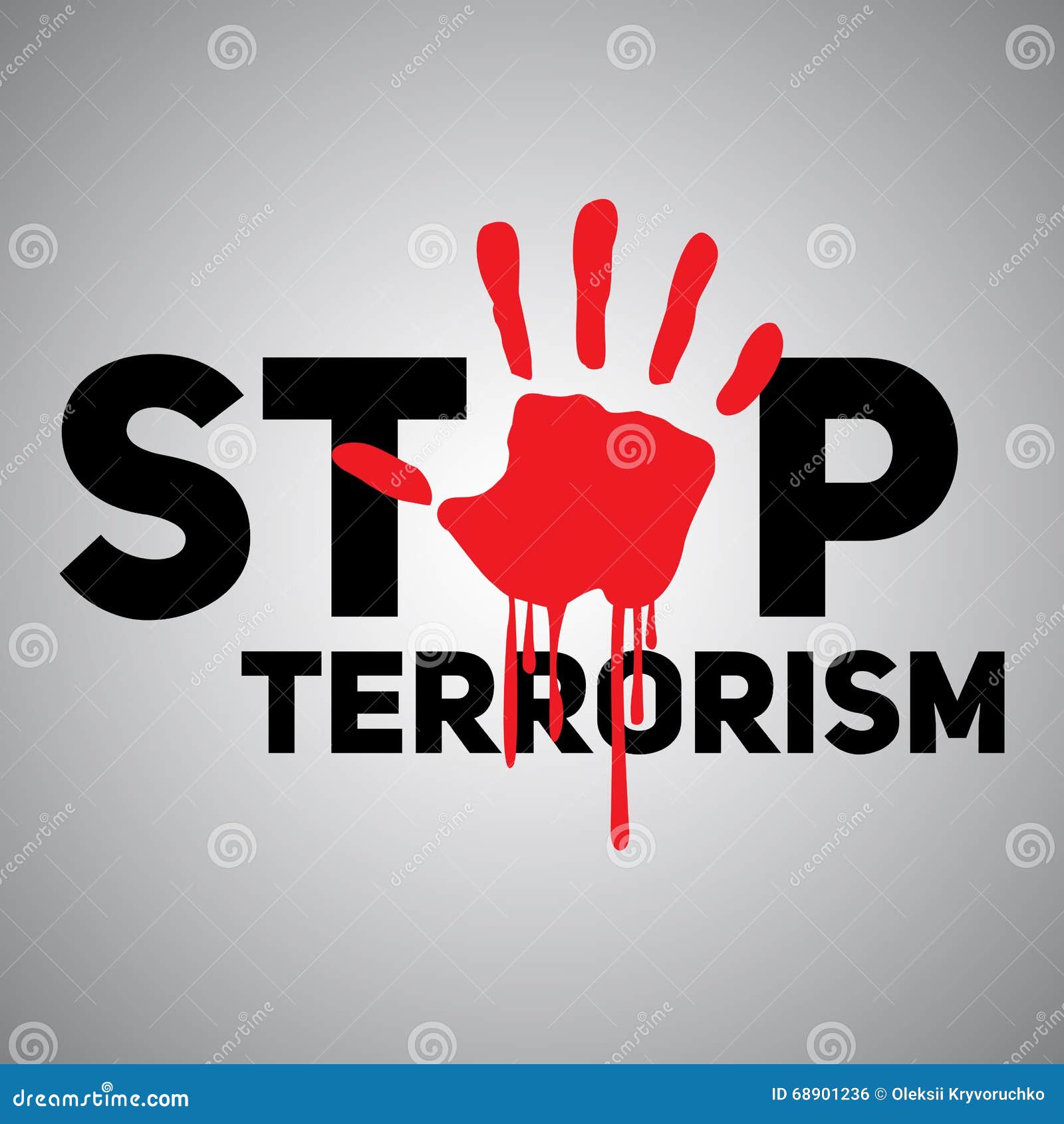 The Text Stop Terrorism with the Imprint of a Bloody Hand. Stock Vector ...