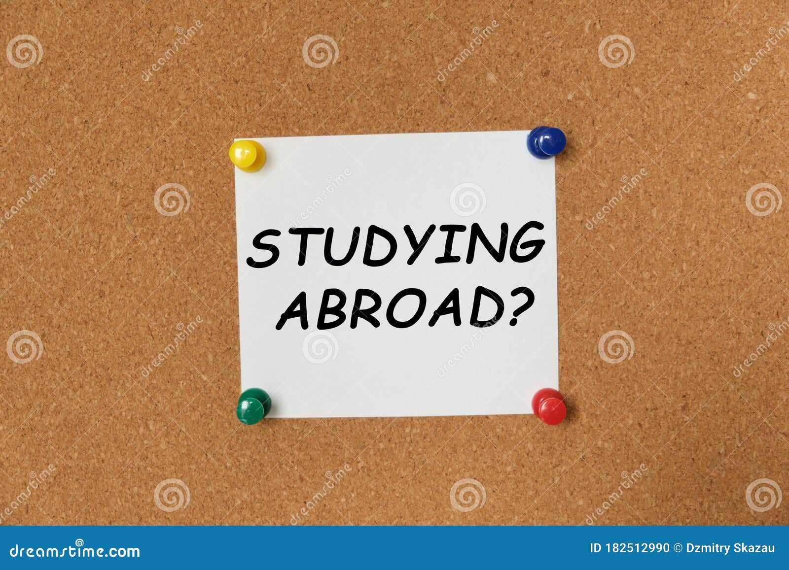 Text STUDYING ABROAD Written on a Sticker Stock Photo - Image of note ...