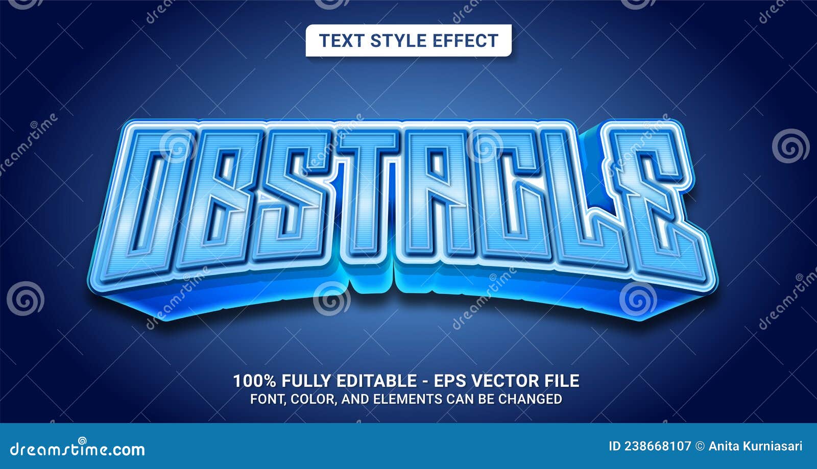 Text Style with Blue Obstacle Theme. Editable Text Style Effect Stock ...