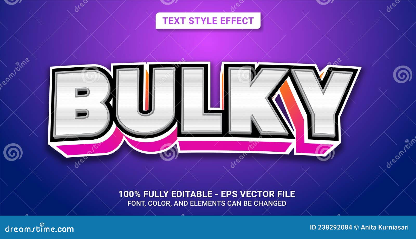 Text Style with Bulky Theme. Editable Text Style Effect Stock Vector ...