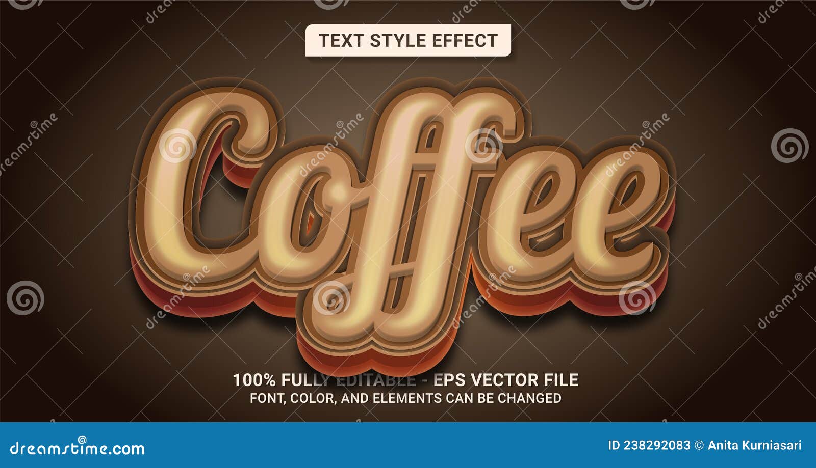 Text Style with Coffee Theme. Editable Text Style Effect Stock Vector ...
