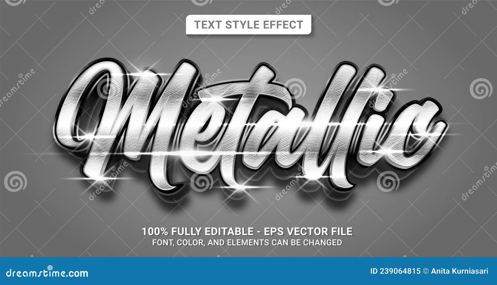 Text Style with Metallic Theme. Editable Text Style Effect Stock Vector ...