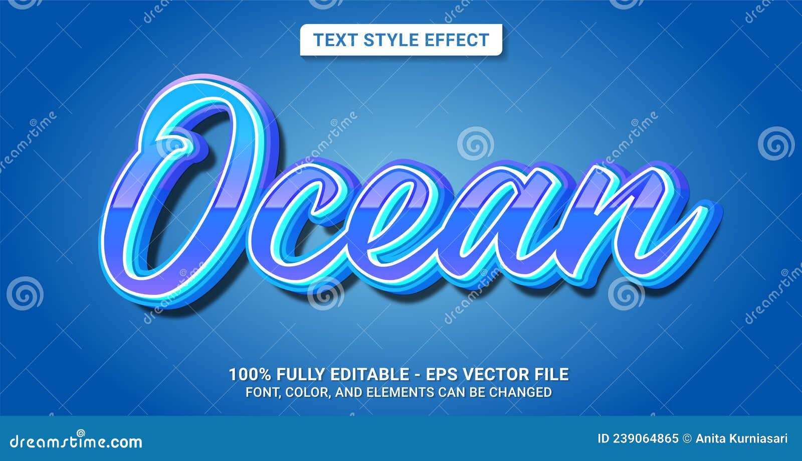 Text Style with Ocean Theme. Editable Text Style Effect Stock Vector ...