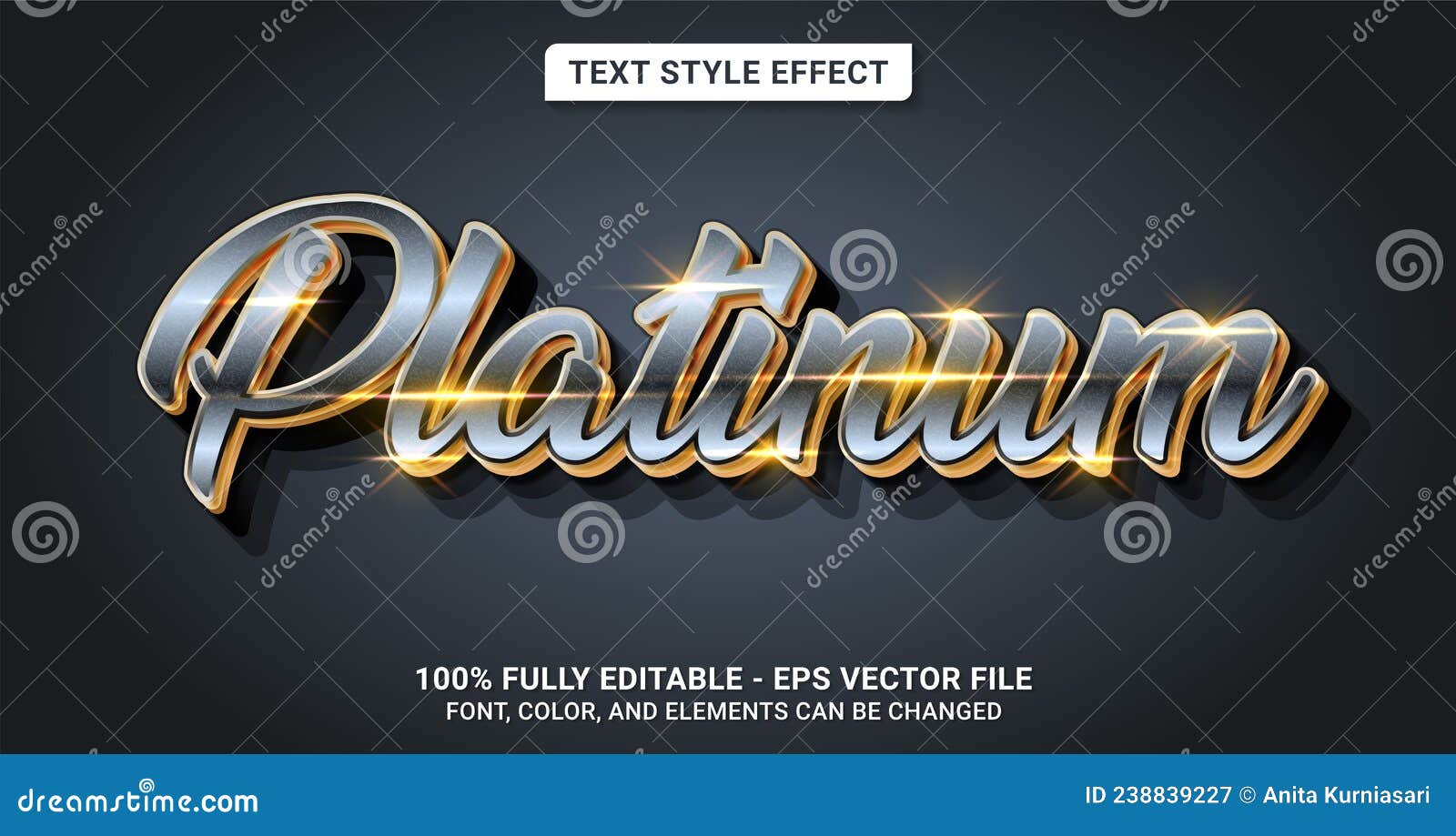 Text Style with Platinum Theme. Editable Text Style Effect Stock Vector ...