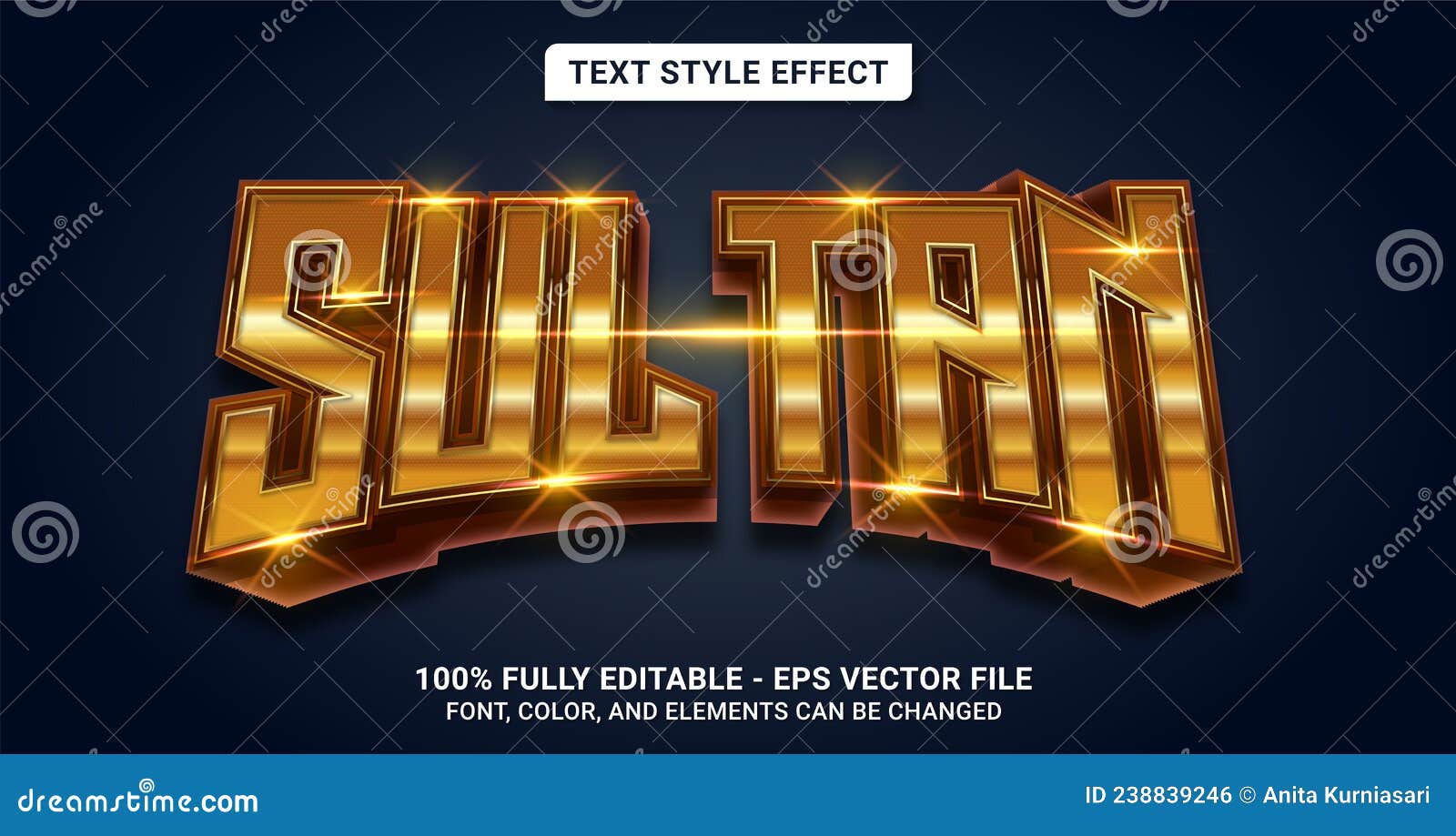 Text Style with Sultan Theme. Editable Text Style Effect Stock Vector - Illustration of premium ...