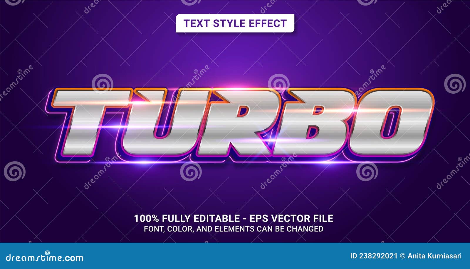Text Style with Turbo Theme. Editable Text Style Effect Stock Vector ...