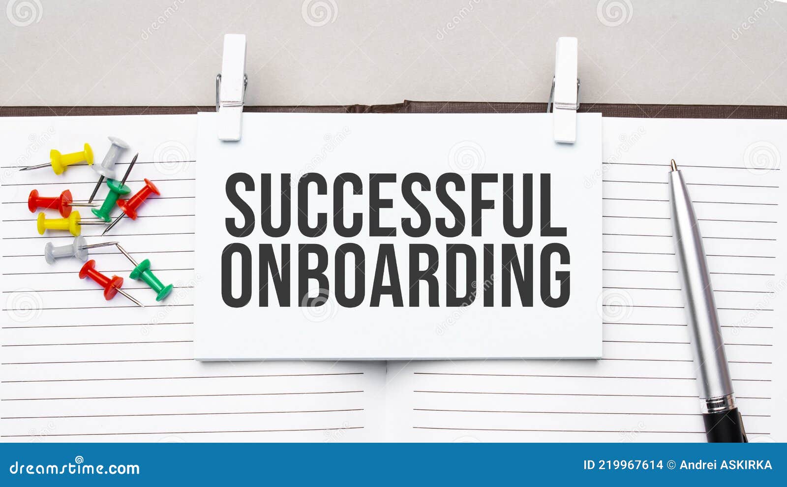 Text Successful Onboarding on Stickers on the Diary with Office Tools ...