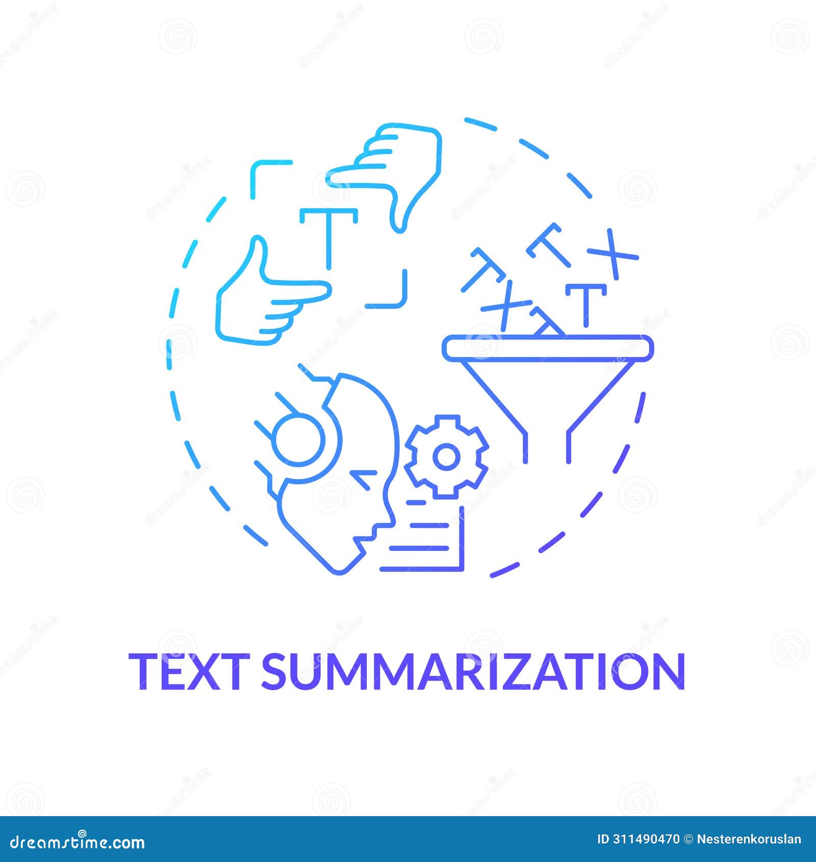 Text Summarization Blue Gradient Concept Icon Stock Vector ...