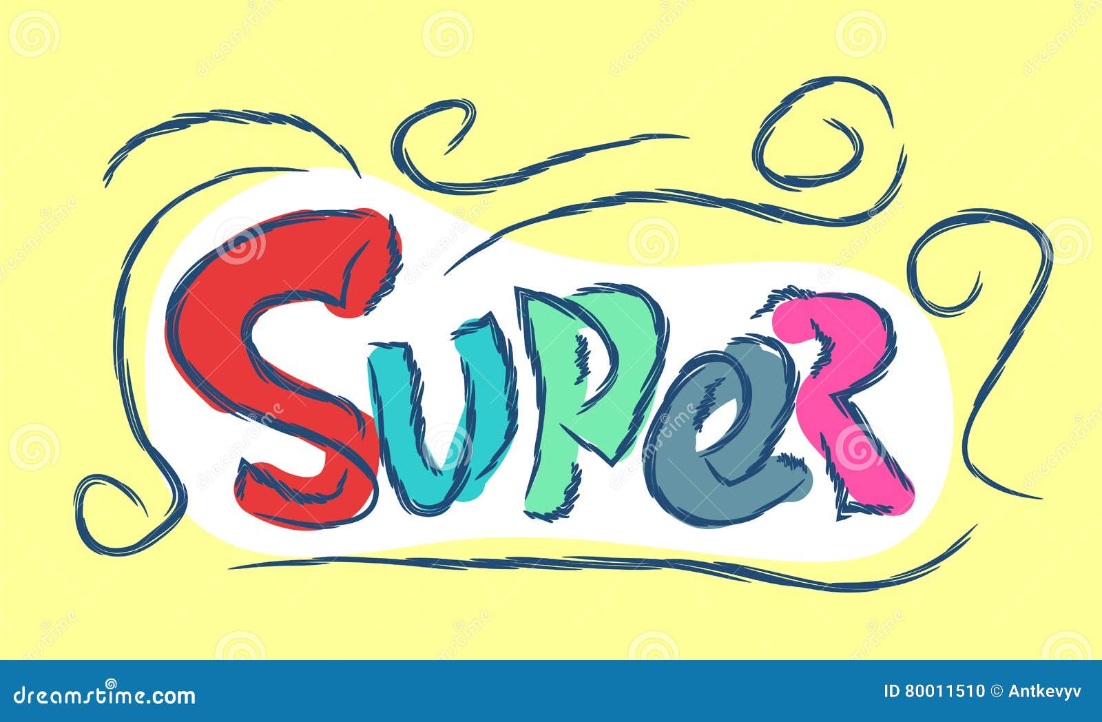 Text Super Cartoon Hand Drawn Stock Vector - Illustration of super ...