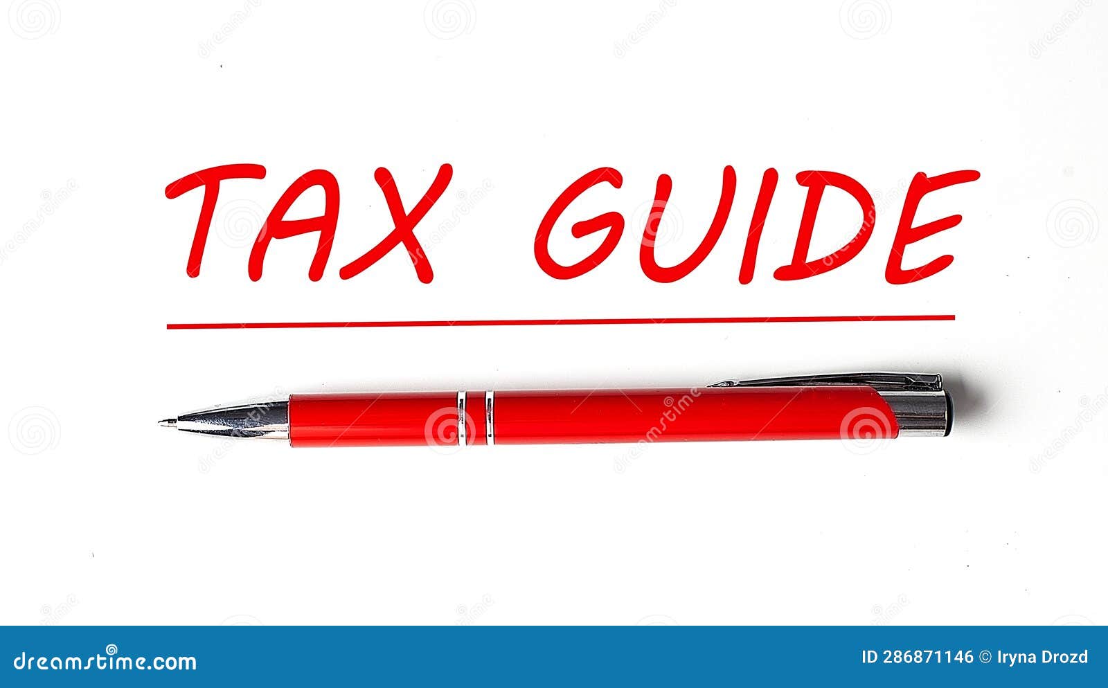 Text TAX GUIDE with Ped Pen on the White Background Stock Photo - Image ...