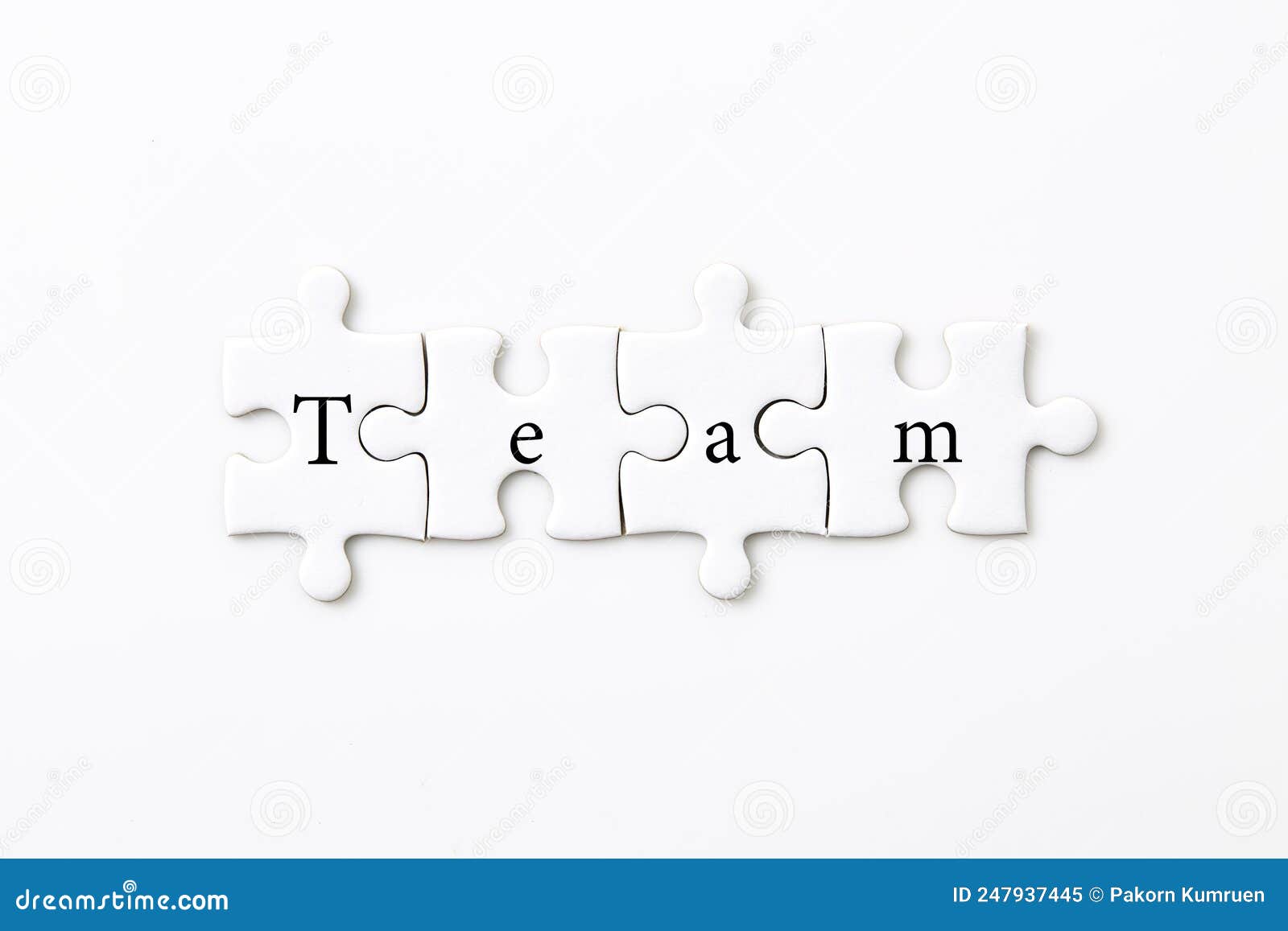 Text Team on Puzzle Pieces on a White Stock Image - Image of blank ...
