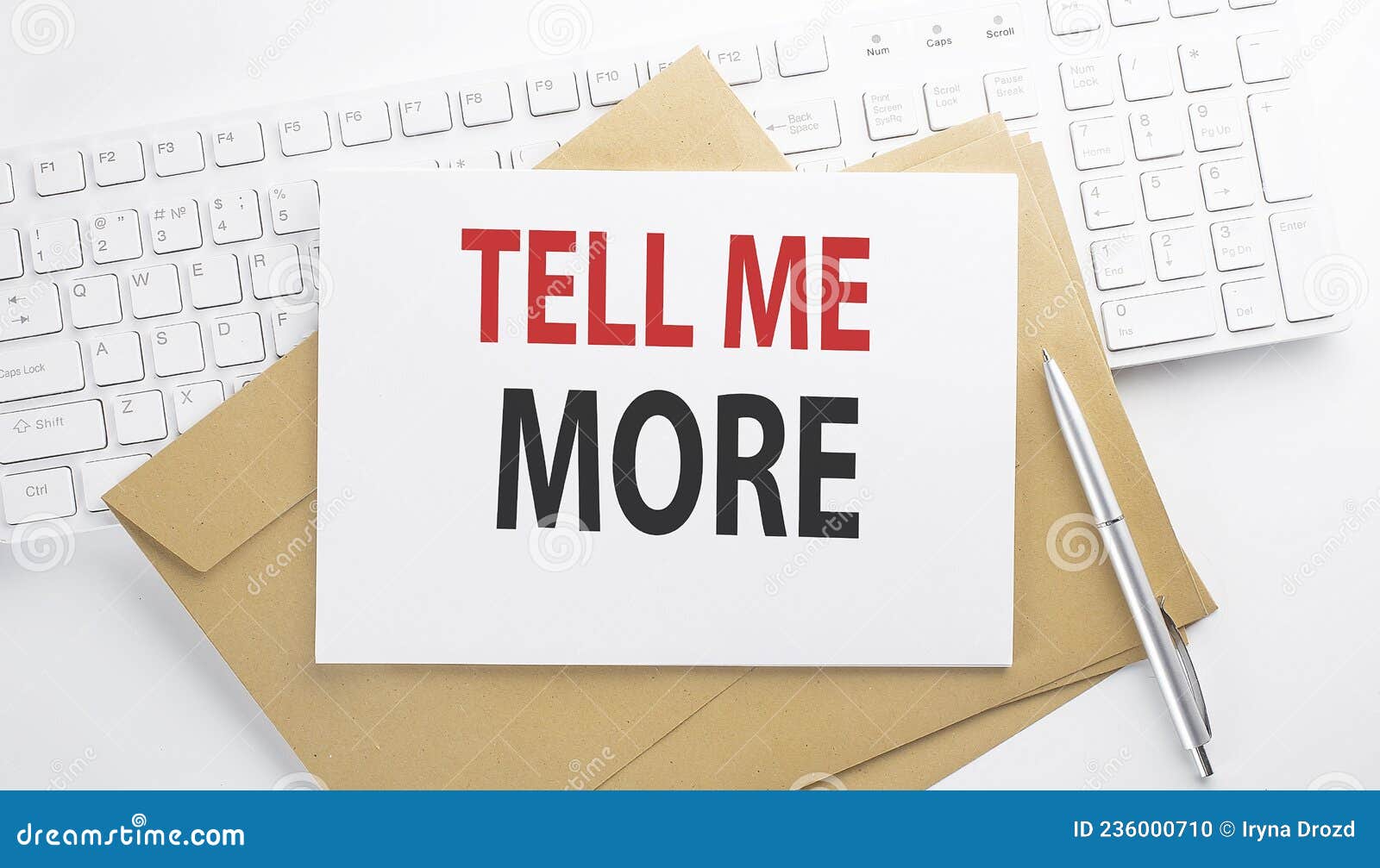 Text TELL ME MORE On The Envelope On The Keyboard Royalty-Free Stock ...