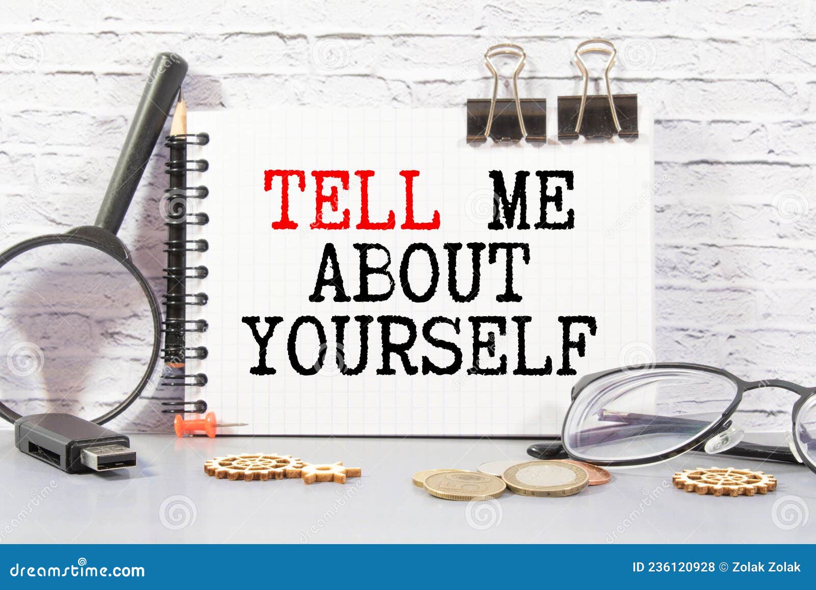 Text TELL ME about YOURSELF on White Paper Stock Photo - Image of word ...