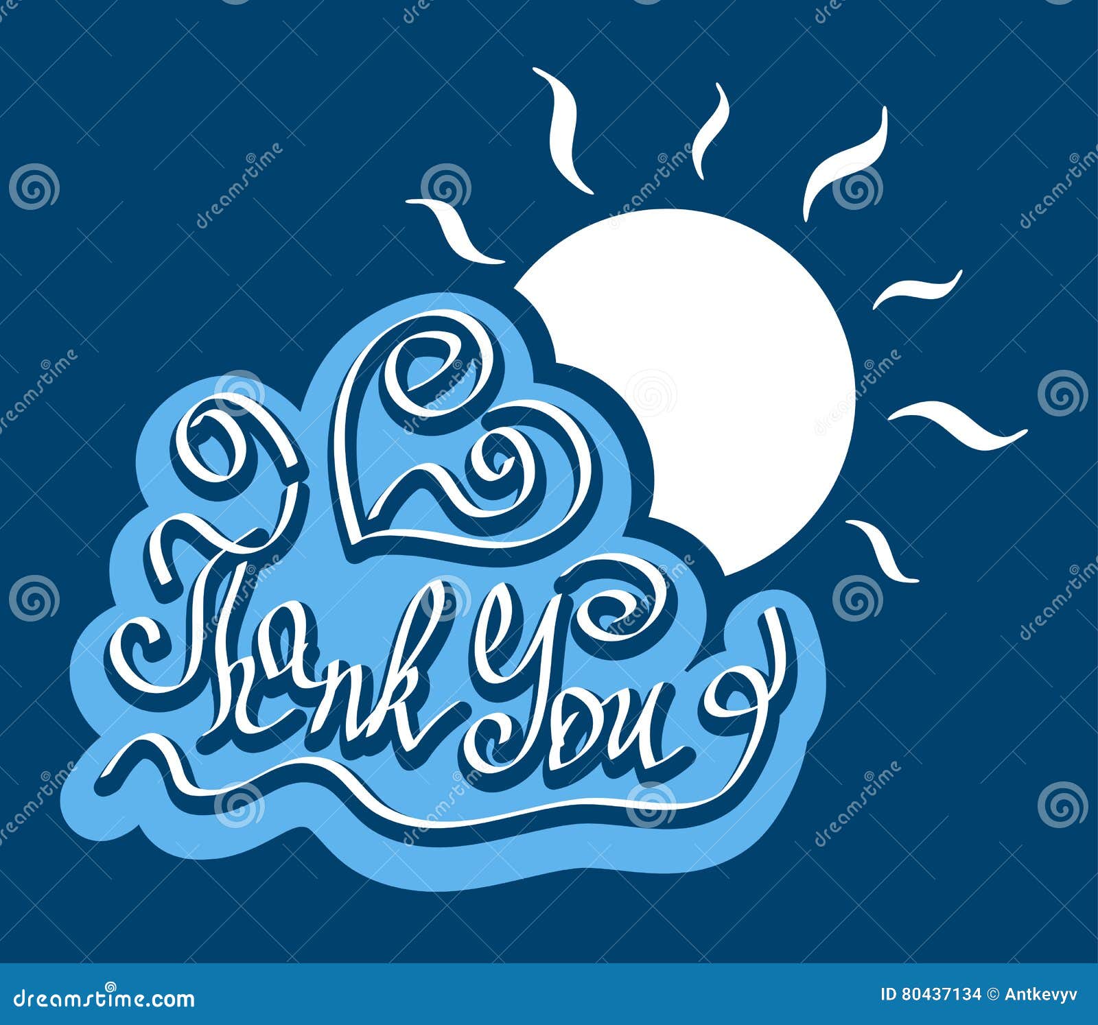 Text Thank You on Cloud with Bright Sun Stock Vector - Illustration of ...