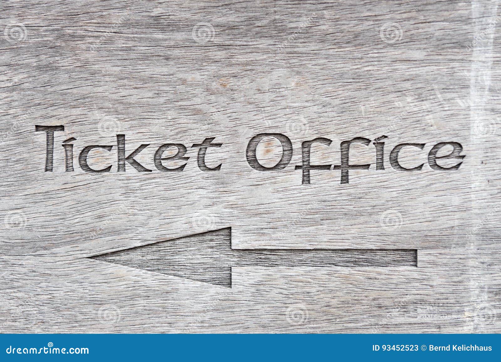 Text Ticket Office with Arrow on Wooden Panel Stock Image - Image of ...