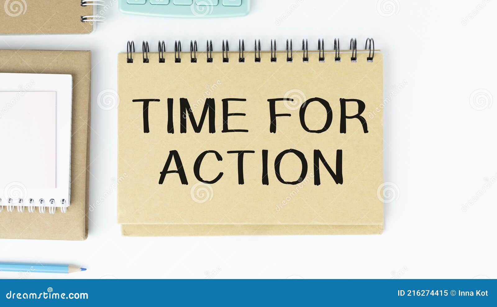 For Action on Notepad on White Table Stock Image - Image of action ...