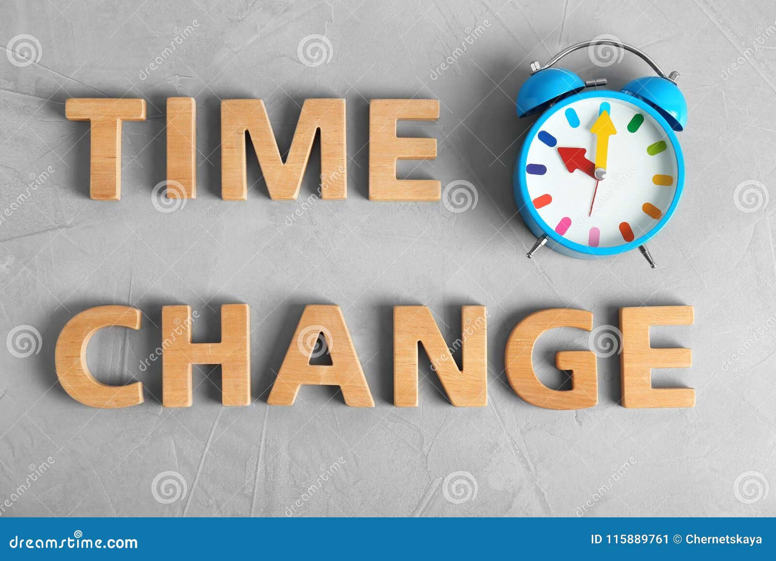 Text TIME CHANGE Made of Letters and Alarm Clock Stock Image - Image of ...