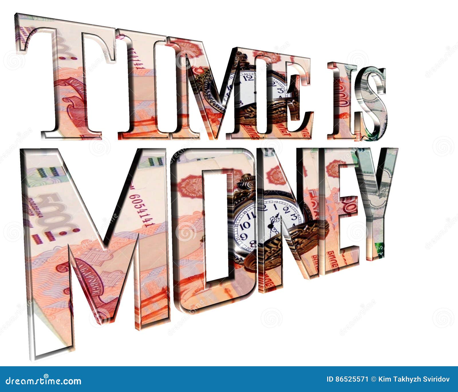 Text Time is Money on a White Background Stock Illustration ...