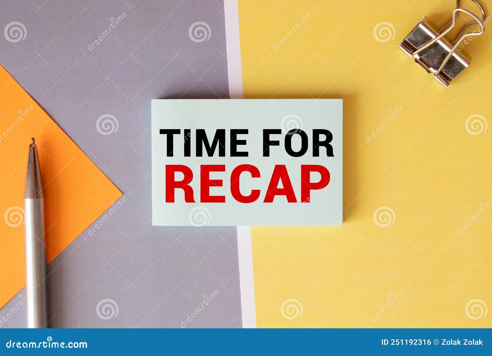 Time For Recap Is Shown Using The Text Stock Photography ...
