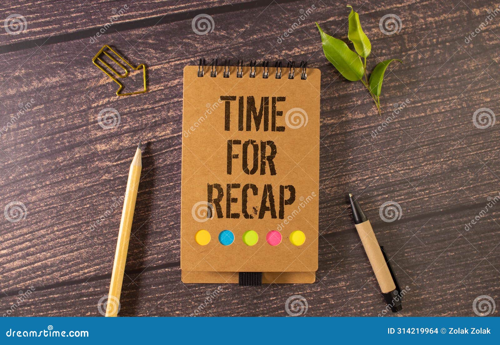 The Text TIME for RECAP Appearing on Yellow Paper Behind Torn Color ...