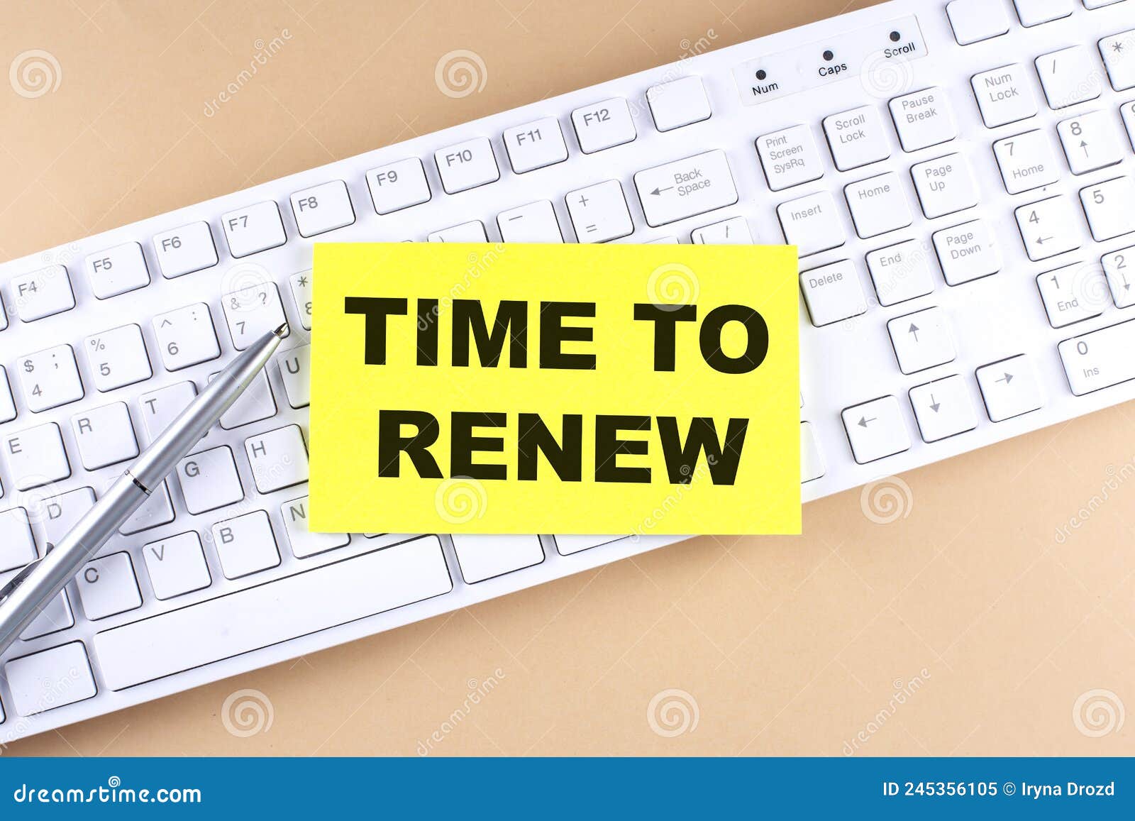 Text TIME TO RENEW Text on a Sticky on Keyboard, Business Concept Stock ...