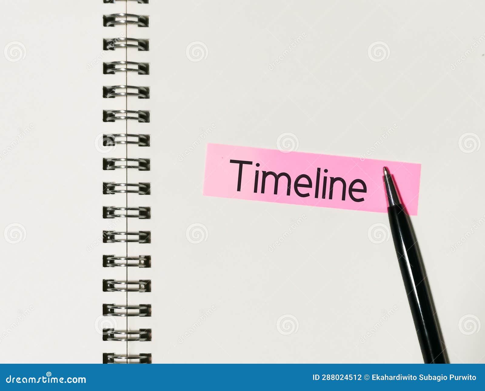 Text Timeline Written on Sticky Note with a Pen and Note Book. Stock ...
