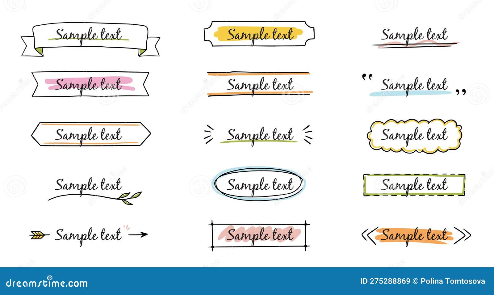 Text Title Frame Handwriting Ribbon, Square, Circle Decoration Element ...