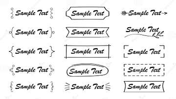 Text Title Frame Vector Set in Doodle Style. Sketch Border, Simple ...