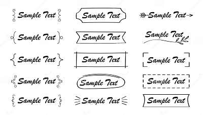Text Title Frame Vector Set in Doodle Style. Sketch Border, Simple ...