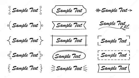 Text Title Frame Vector Set in Doodle Style. Sketch Border, Simple ...
