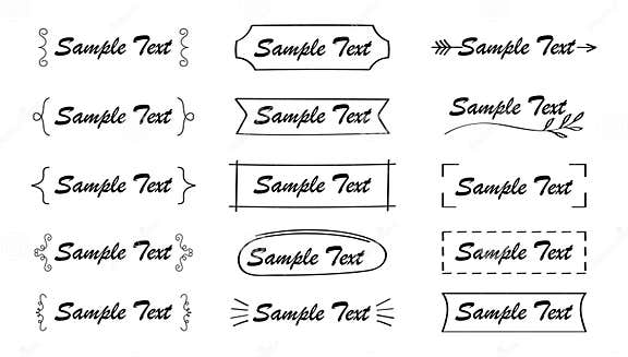 Text Title Frame Vector Set in Doodle Style. Sketch Border, Simple ...