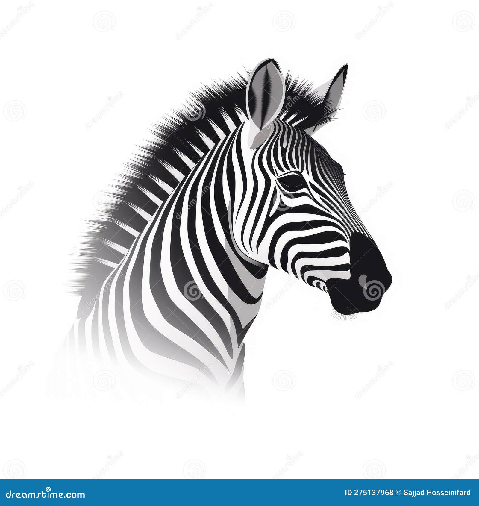 Zebra Front View Black and White Silhouette Stock Illustration ...