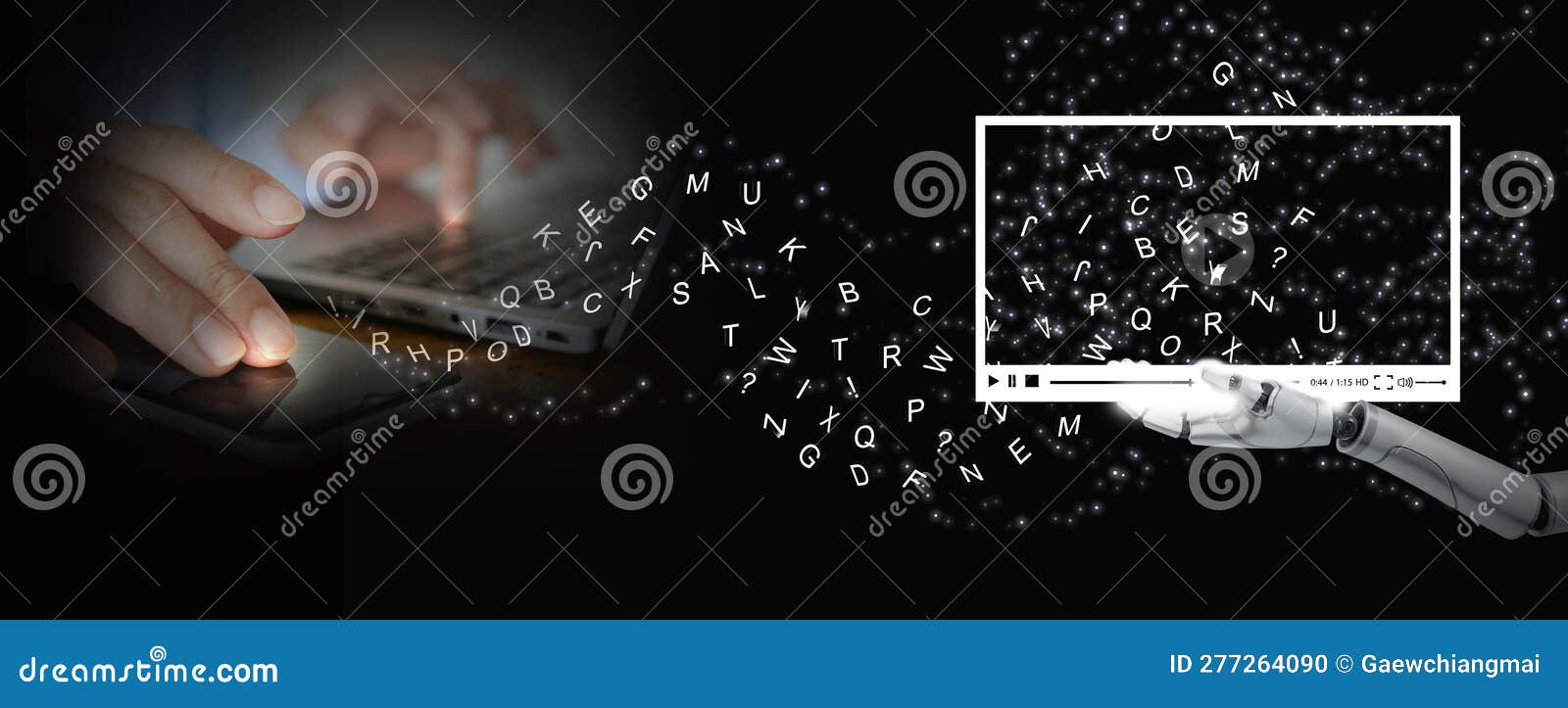 Text To Video Concept, Text-to-video by Generative AI. Key in Command ...