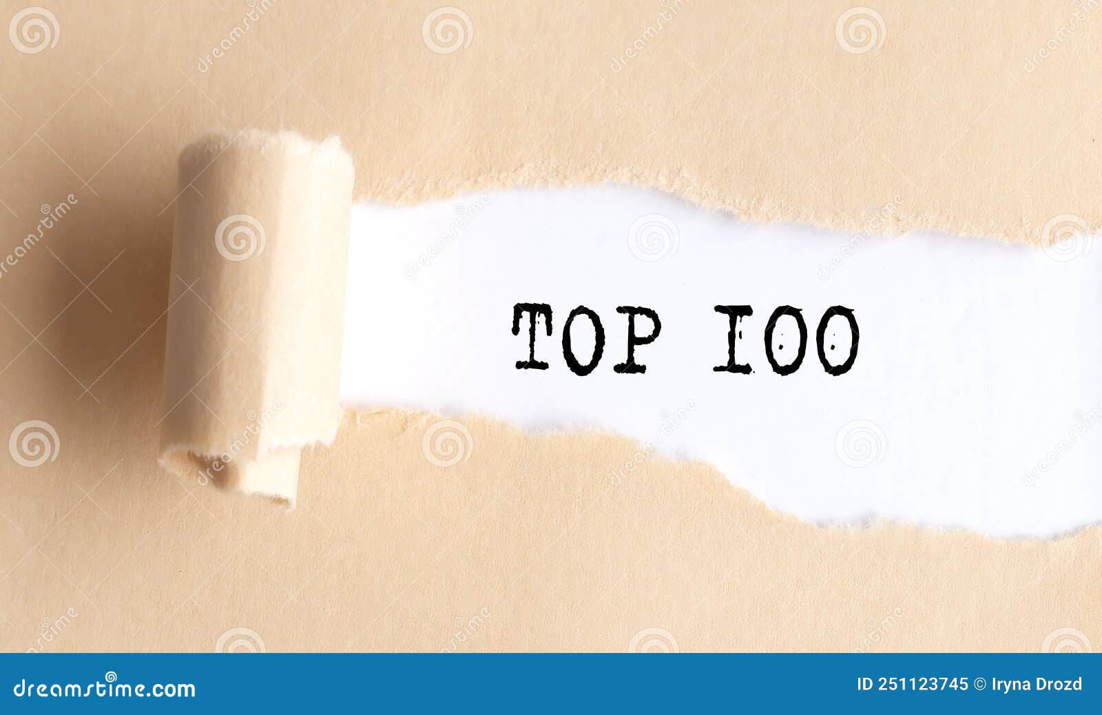 The Text TOP 100 Appears on Torn Paper on White Background Stock Image ...