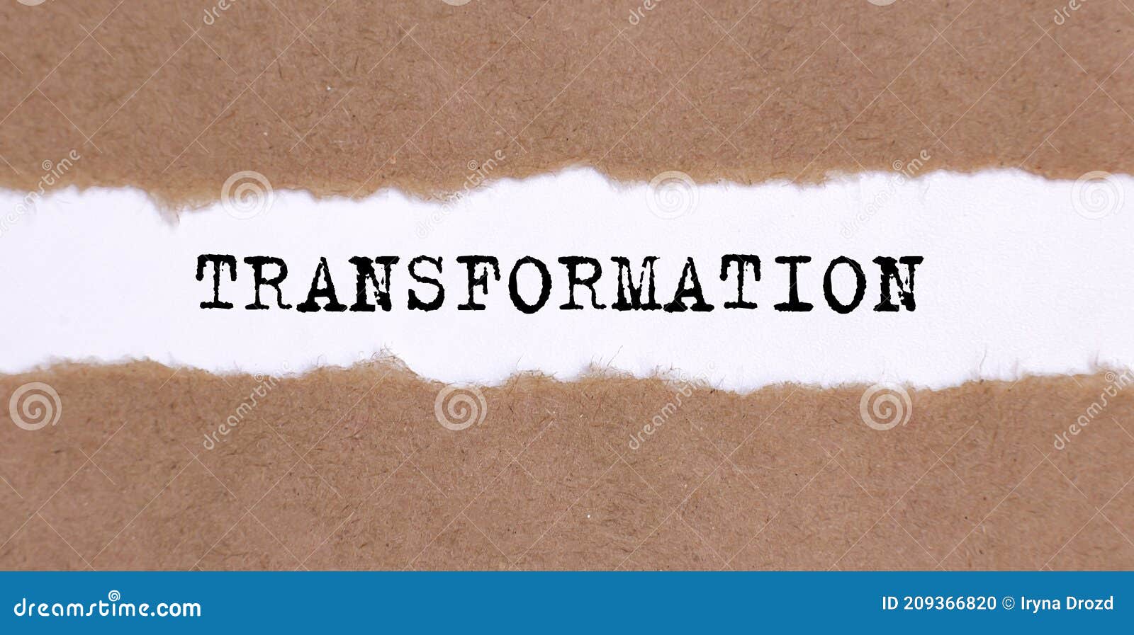 The Text TRANSFORMATION Appearing Behind Torn Brown Paper Stock Photo ...